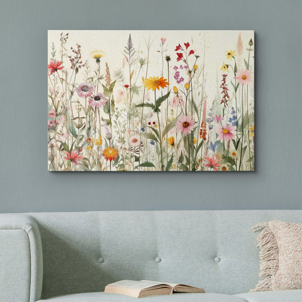 IDEA4WALL Vibrant Wildflower Daisy Floral Botanical Pictures French Country Large Framed Canvas ...
